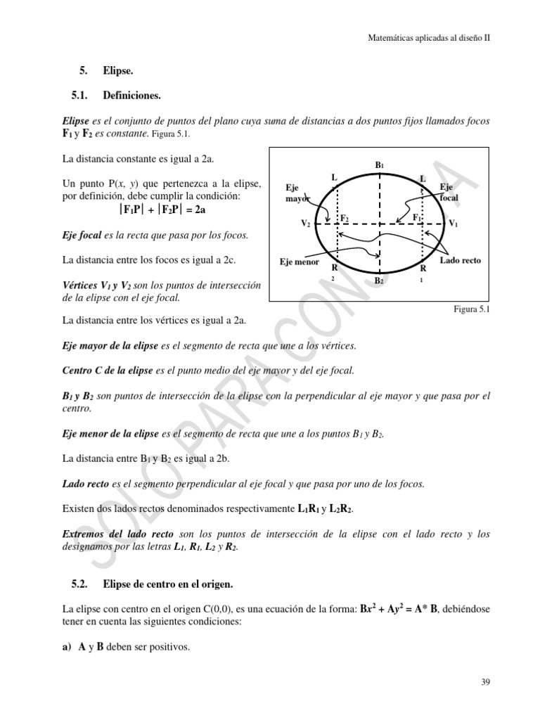Unidad 5 Elipse | PDF | Elipse | Geometría Elemental