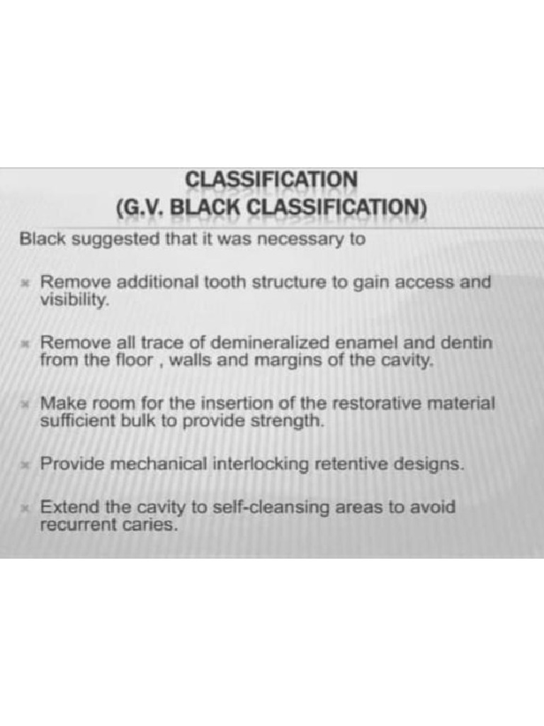 GV Black Classification of All Cavity 1 To 6 | PDF