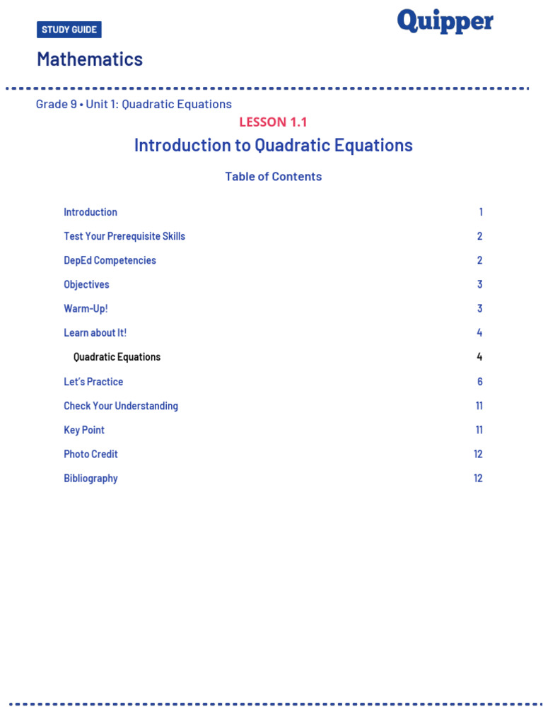 ME Math 9 Q1 0101 SG | PDF | Equations | Factorization