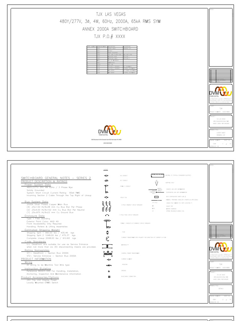 TJX Las Vegas 2000A Switchboard Drawings | PDF | Electromagnetism ...