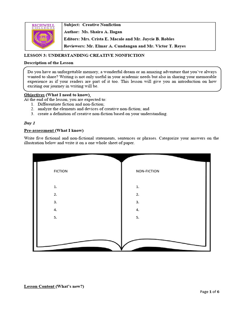 Creative Nonfiction Module 3 Overview | PDF | Career & Growth | Social ...