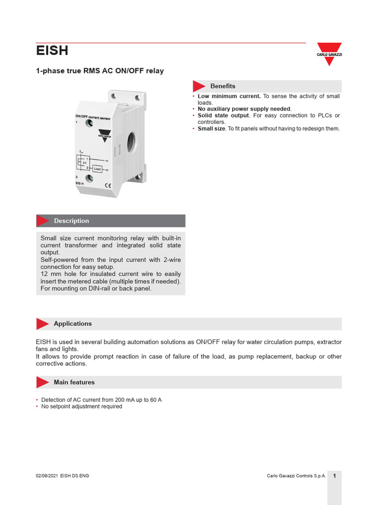 Eish DS Eng | PDF | Relay | Power Supply Eish DS Eng | PDF | Relay | Power Supply