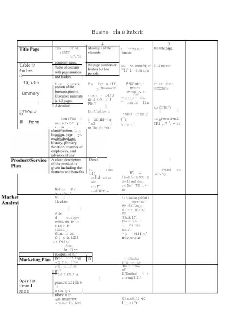 Business Plan Rubric | PDF