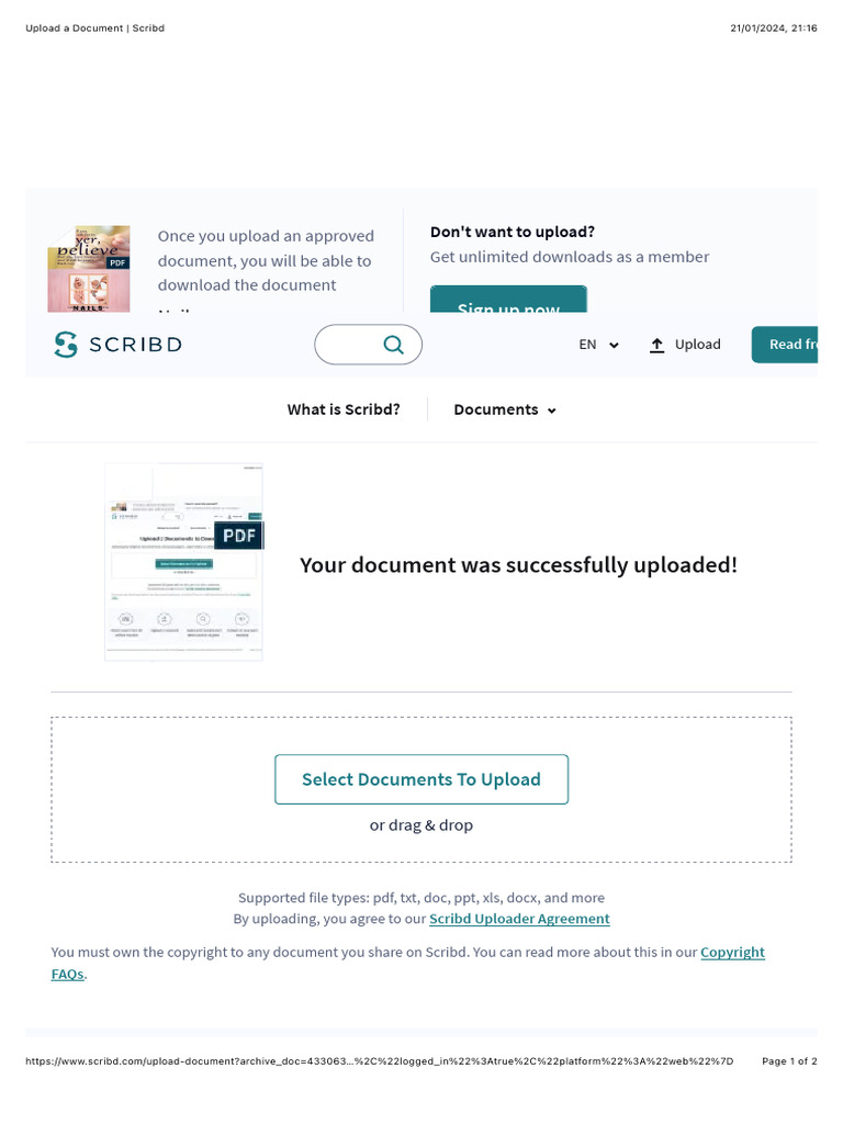 Your Document Was Successfully Uploaded! | PDF | Scribd | Websites