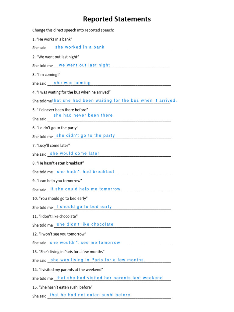 Reported Statements - Test | PDF