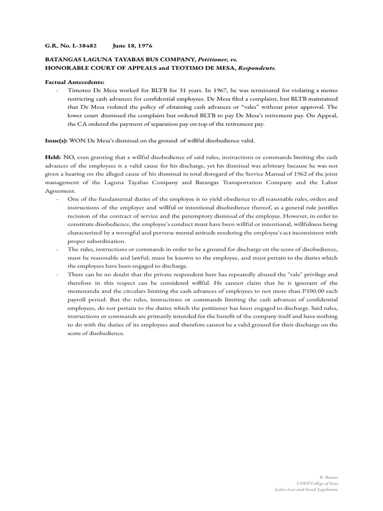 Labor-Cases-10 12 23 | PDF | Employment | Labour Law