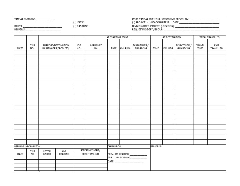 Trip Ticket Form | PDF
