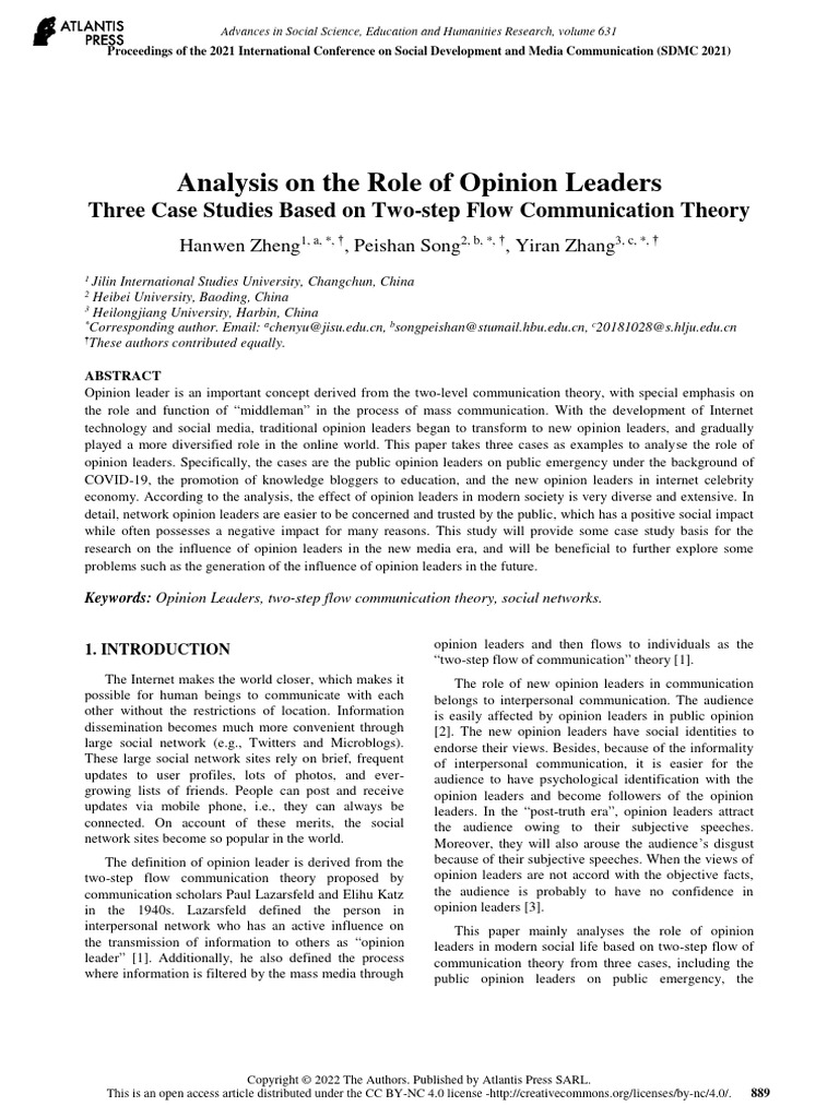 Analysis On The Role of Opinion Leaders: Three Case Studies Based On ...