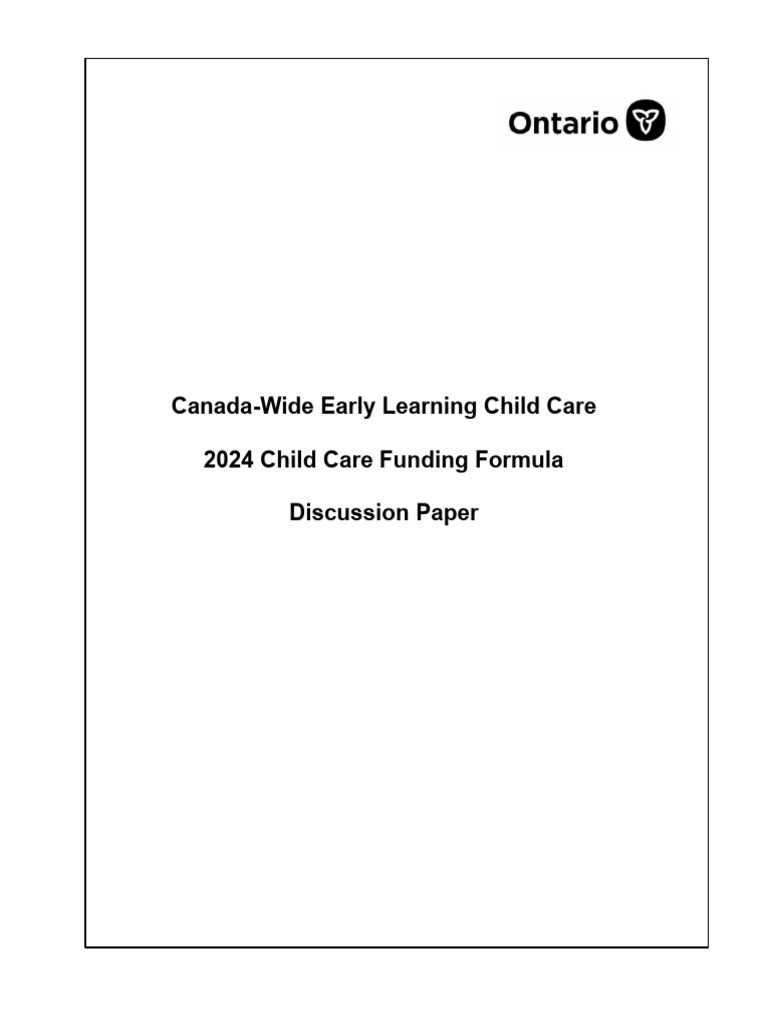 CWELCC 2024 Child Care Funding Formula Discussion 240108 230211 | PDF ...
