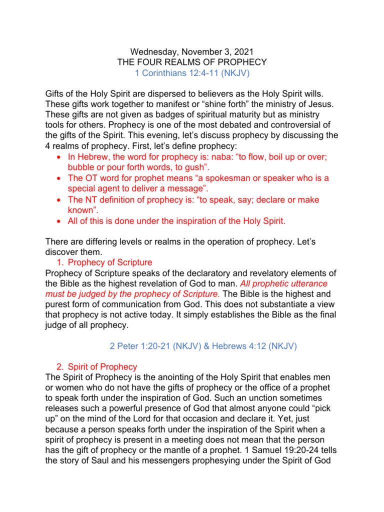 4 Realms of Prophecy NOTES | PDF | Prophecy | Revelation