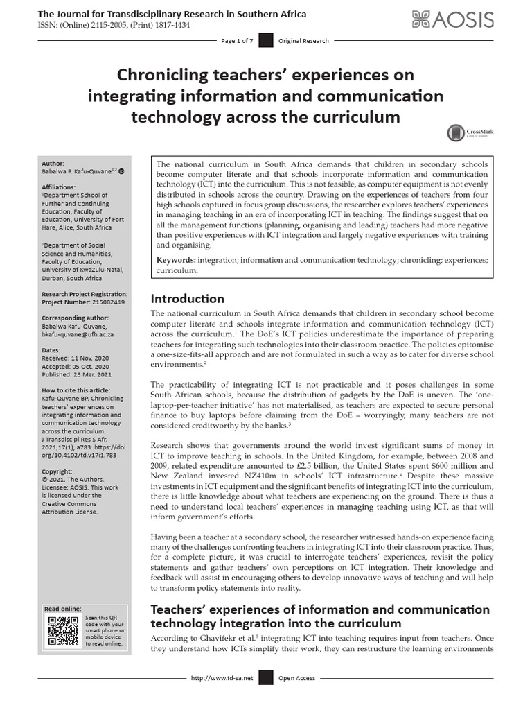 Integrating ICT | PDF | Educational Technology | Teachers