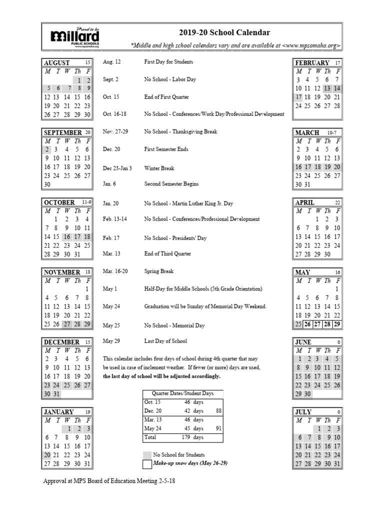 2019-20 School Year Calendar | PDF | Academic Term | Schools