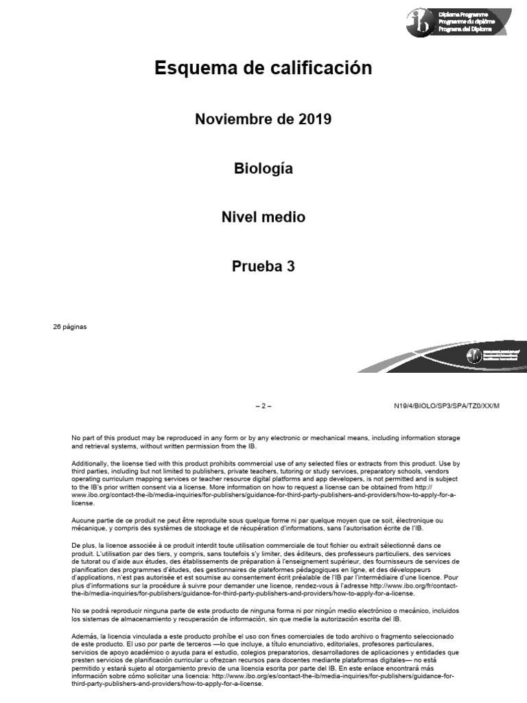 Biology Paper 3 SL Markscheme Spanish | PDF