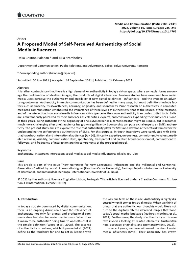 MaC 10 (1) - A Proposed Model of Self-Perceived Authenticity of Social ...