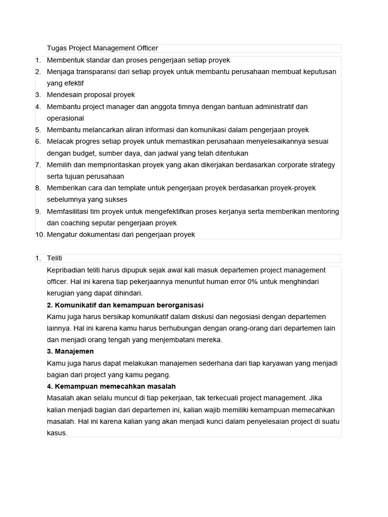 Tugas Project Management Officer | PDF