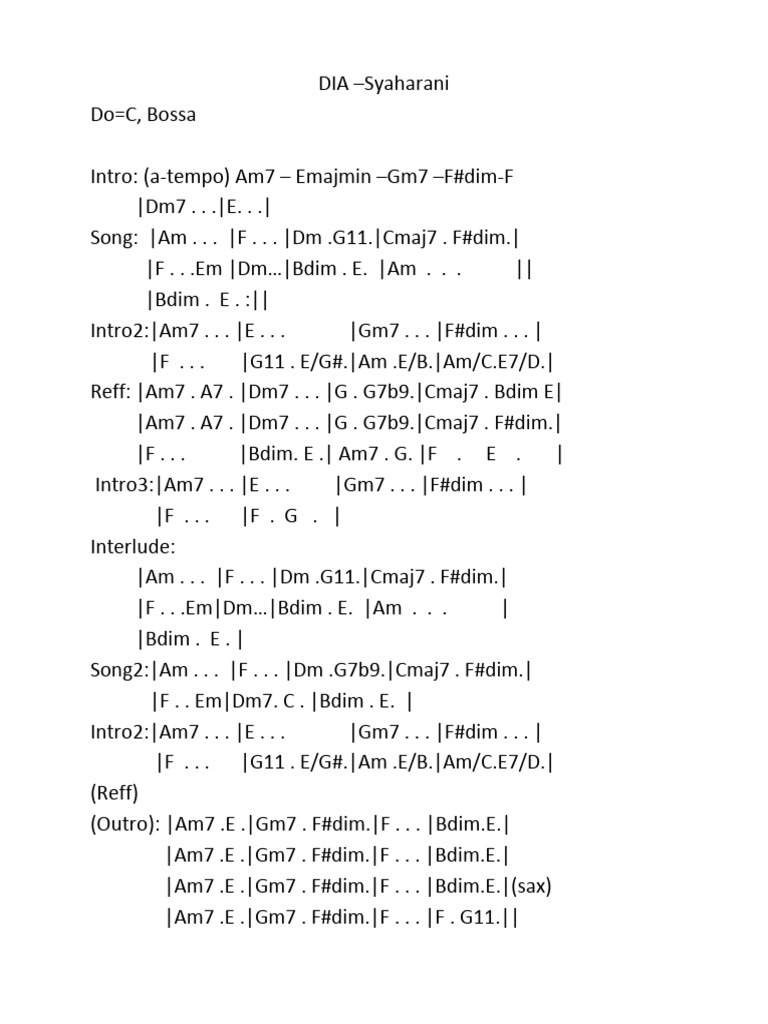Dia Syaharani Chord | PDF