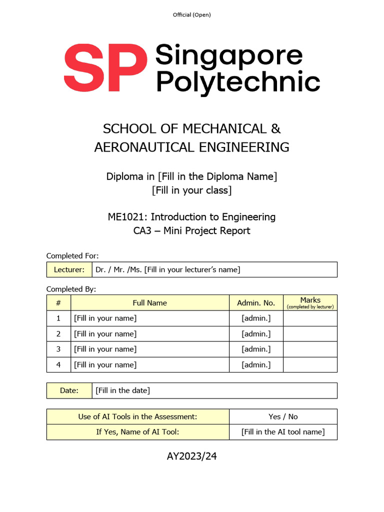 Mini Project Report Template | PDF | 3 D Printing