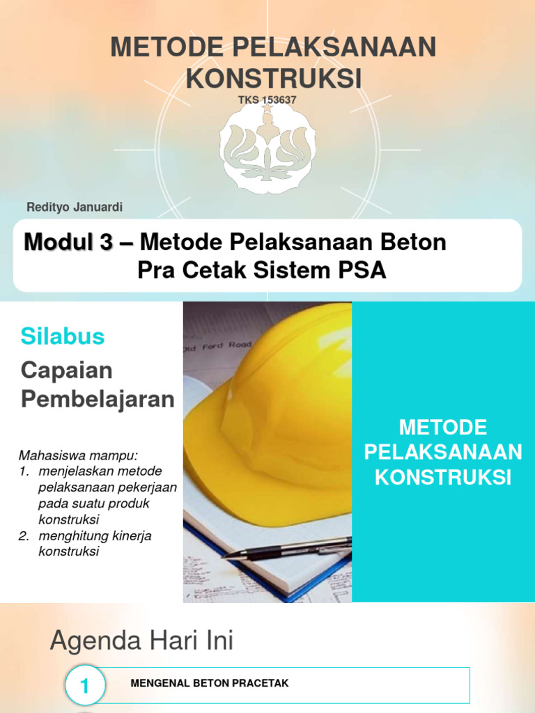 Metode Pelaksanaan Beton Pracetak - Pracetak Sambungan Akhir - M3 | PDF