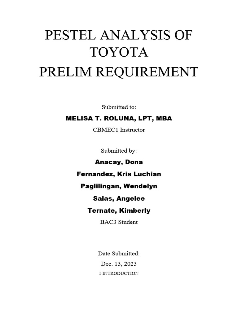 Toyota PESTEL Analysis 2024 | PDF | Toyota | Hybrid Electric Vehicle