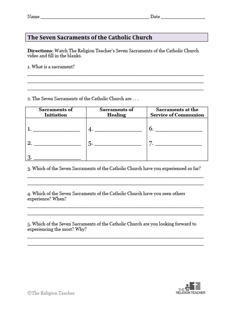 Seven Sacraments Graphic Organizer | PDF