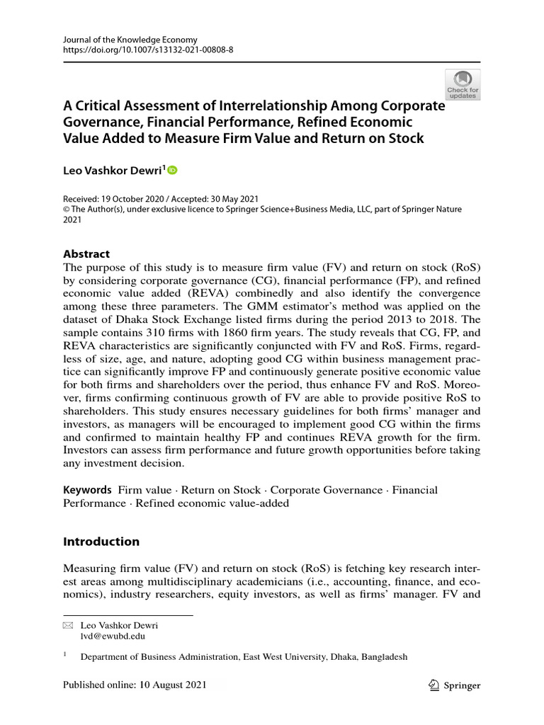 2021 001 A Critical Assessment of Interrelationship Among CG, Financial ... 2021 001 A Critical Assessment of Interrelationship Among CG, Financial ...
