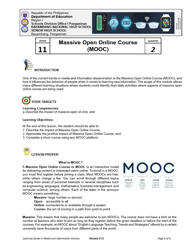 MIL Lesson 11 SY 22 23 | PDF | Massive Open Online Course | Educational Technology