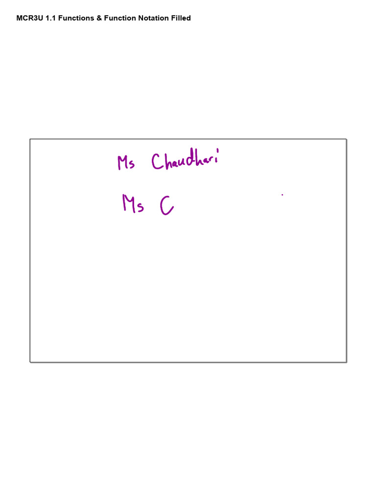 MCR3U 1.1 Functions & Function Notation Filled | PDF | Function (Mathematics) | Variable ...