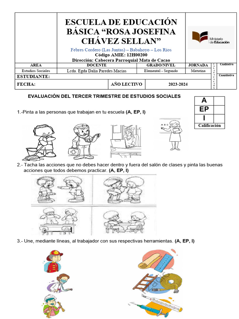 Evaluaciones Del Segundo Trimestre 2do | PDF