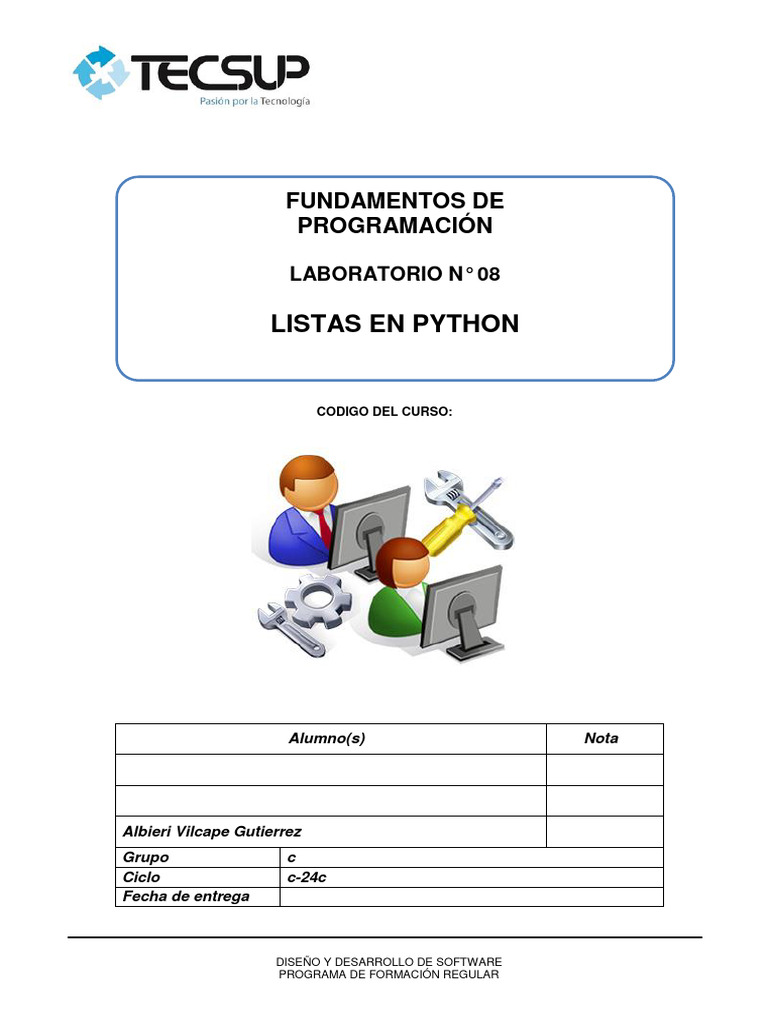 Lab 08 - Listas | PDF | Python (lenguaje de programación) | Laboratorios