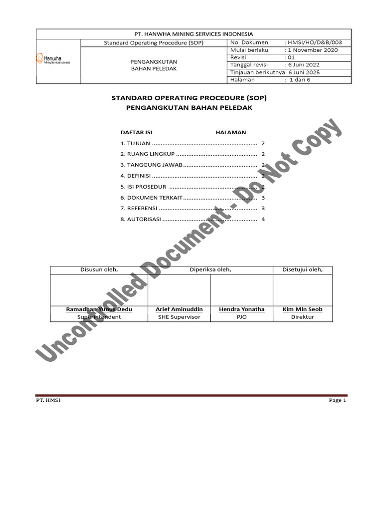 SOP Pengangkutan Handak Watermark | PDF