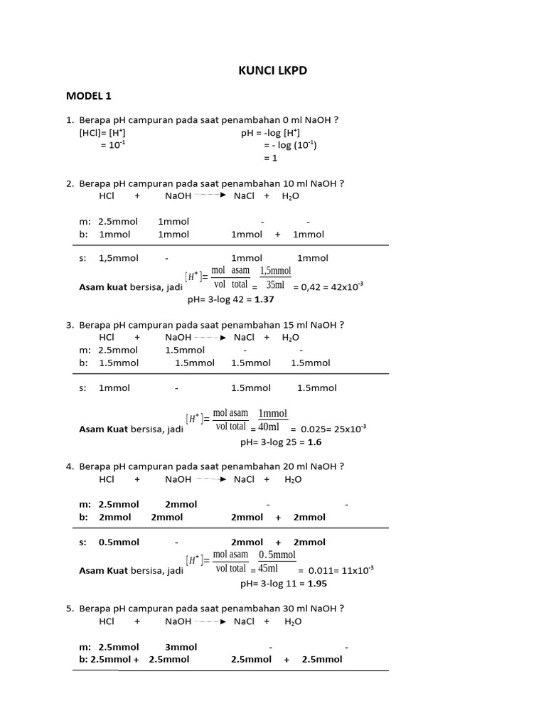 Kunci LKPD KURVA TITRASI | Download Free PDF | Mathematical Notation | Quantity
