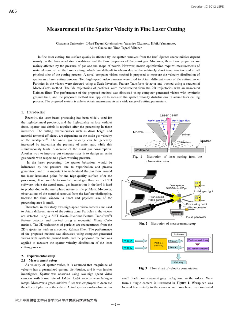 Measurement of The Spatter Velocity in Fine Laser Cutting | PDF