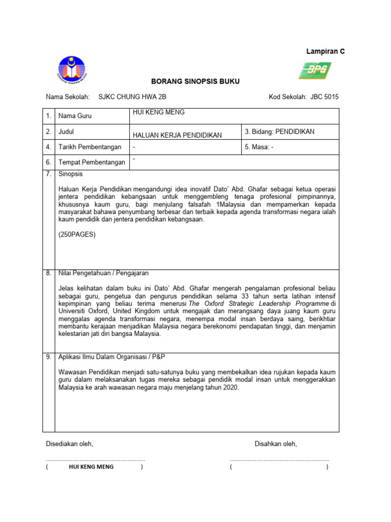 Sinopsis: Haluan Kerja Pendidikan-Hys | PDF