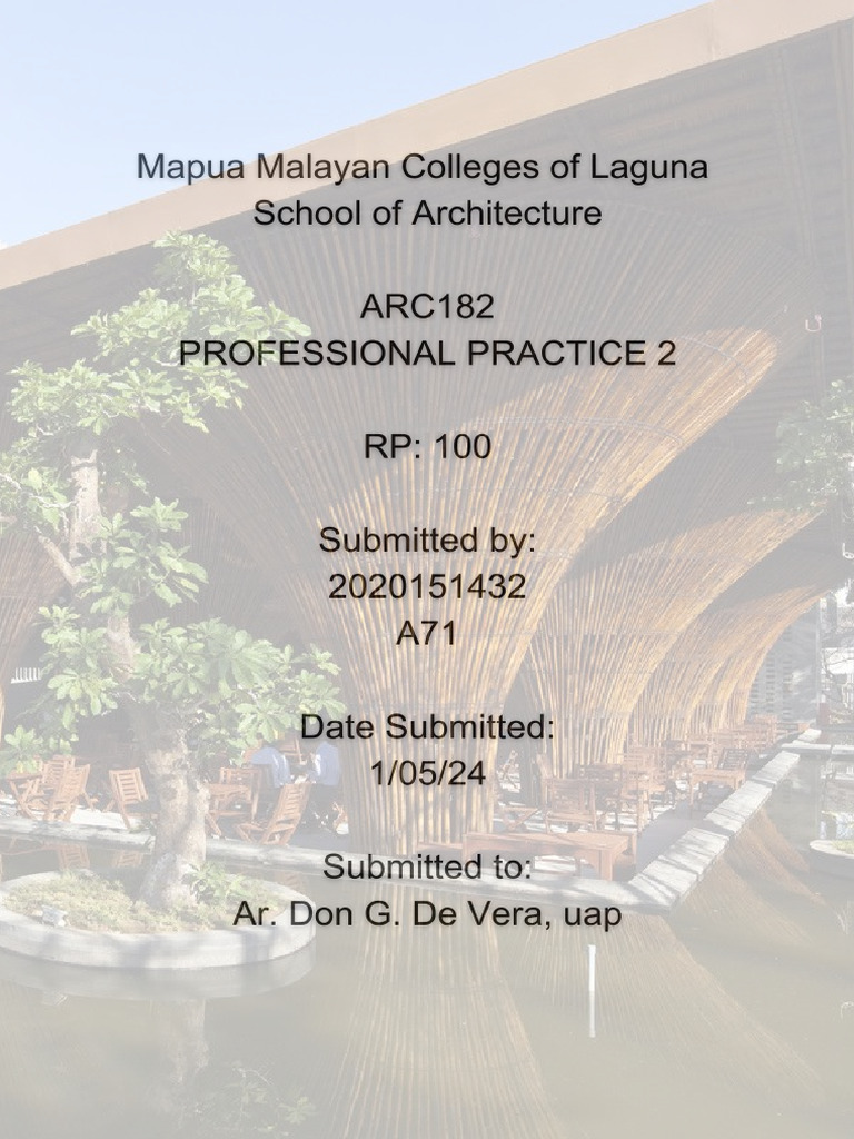 Mapua Malayan Colleges of Laguna School of Architecture ARC106P ARCHITECTURAL DESIGN 7 RE 100 ...