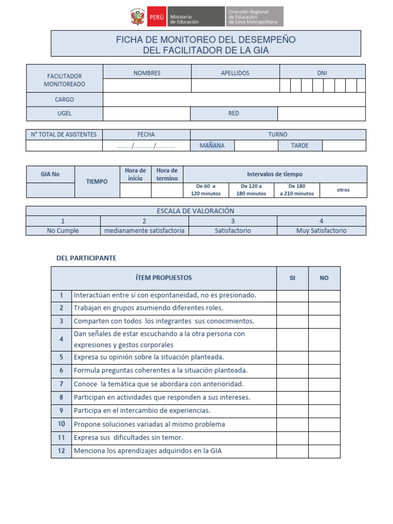 FICHA DE MONITOREO GIAs Importante | PDF | Aprendizaje