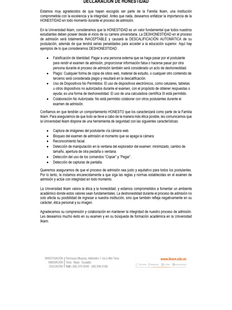 Declaración de Honestidad - Virtual | PDF | Ventana (informática)