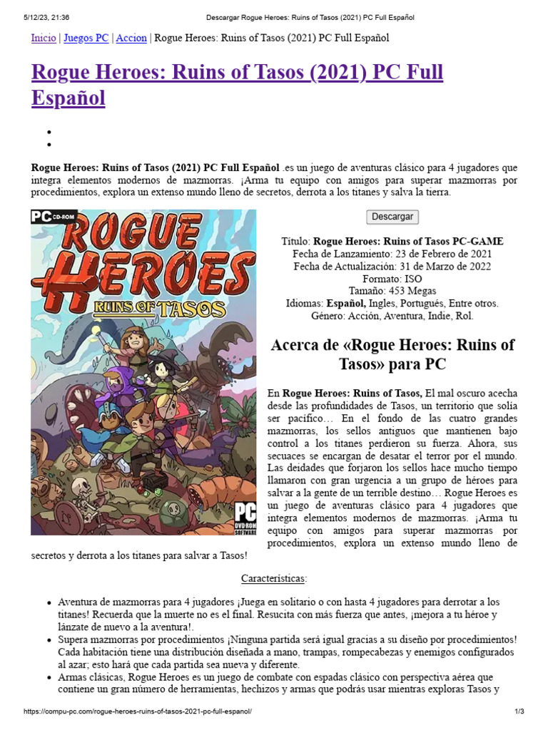 Rogue Heroes: Tasos PC Español | PDF