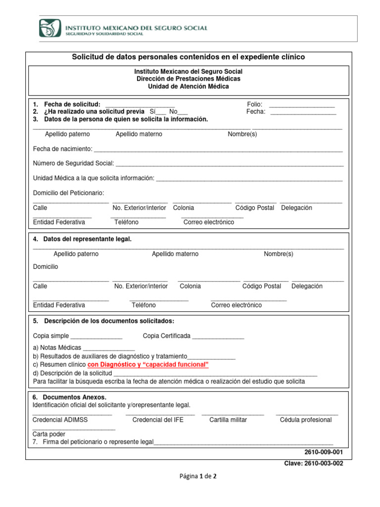 formato Solicitud Datos Personales (1) | PDF | Diagnostico medico