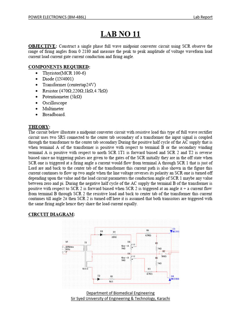 Power Electronic Lab 11 | PDF | Power Electronics | Rectifier
