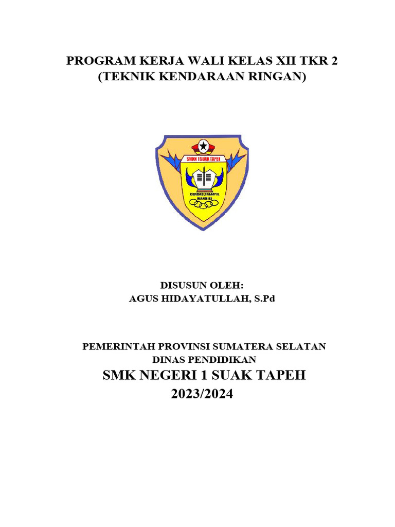 Program Kerja Dan Laporan Wali Kelas Xii TKR 2 Semester Ganjil TP 2023-2024 | PDF