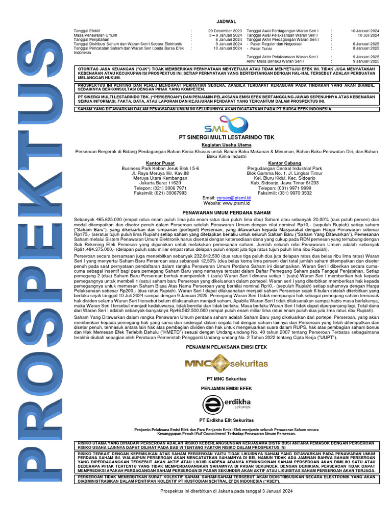 3 Smle Prospektus Ipo 2024 | PDF