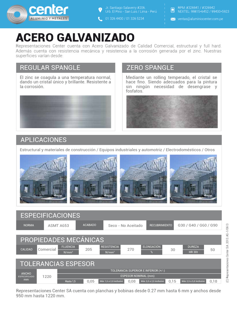 FT-Aluminio-Galvanizado-Center-SA_0 | PDF | Ciencia de los Materiales | Sector secundario de la ...