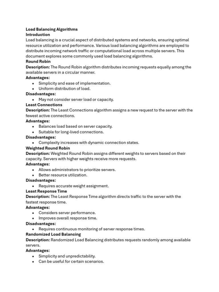 Load Balancing Algorithms | PDF