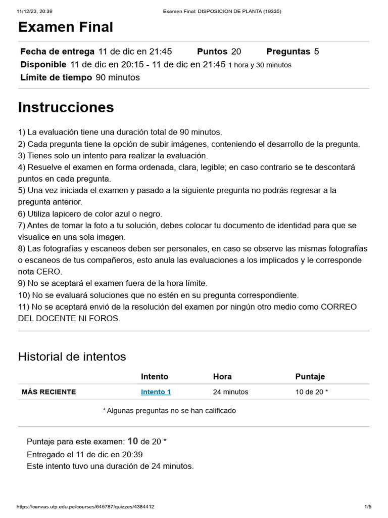 Examen Final - Disposicion de Planta Final | PDF