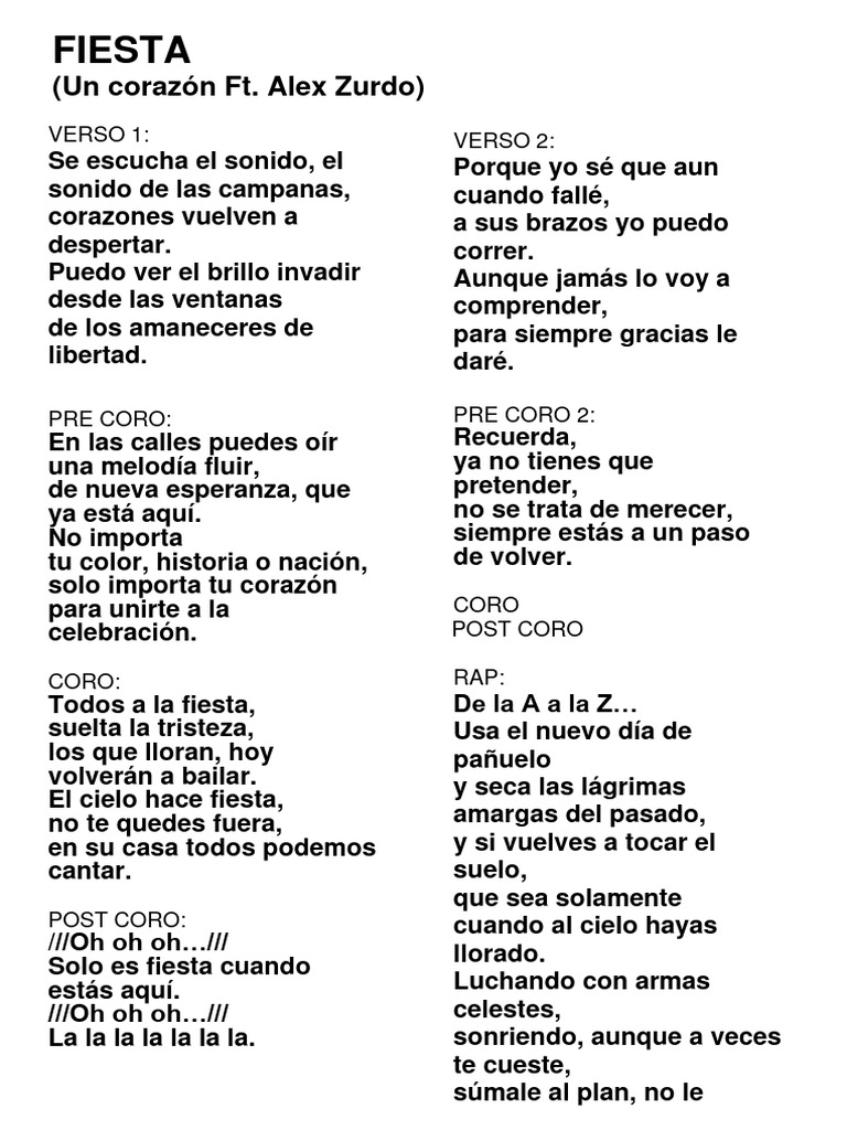 Fiesta - Un Corazón FT Alex Zurdo | PDF