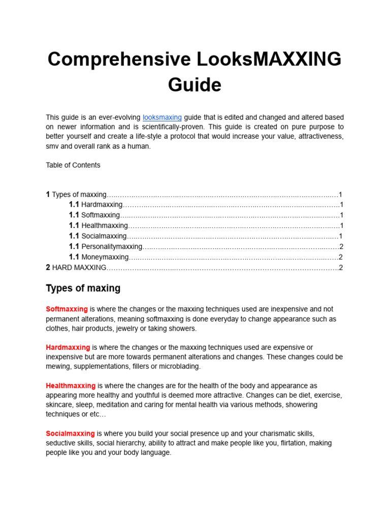 Looksmaxxing Guide | Download Free PDF | Dietary Supplements | Vitamin