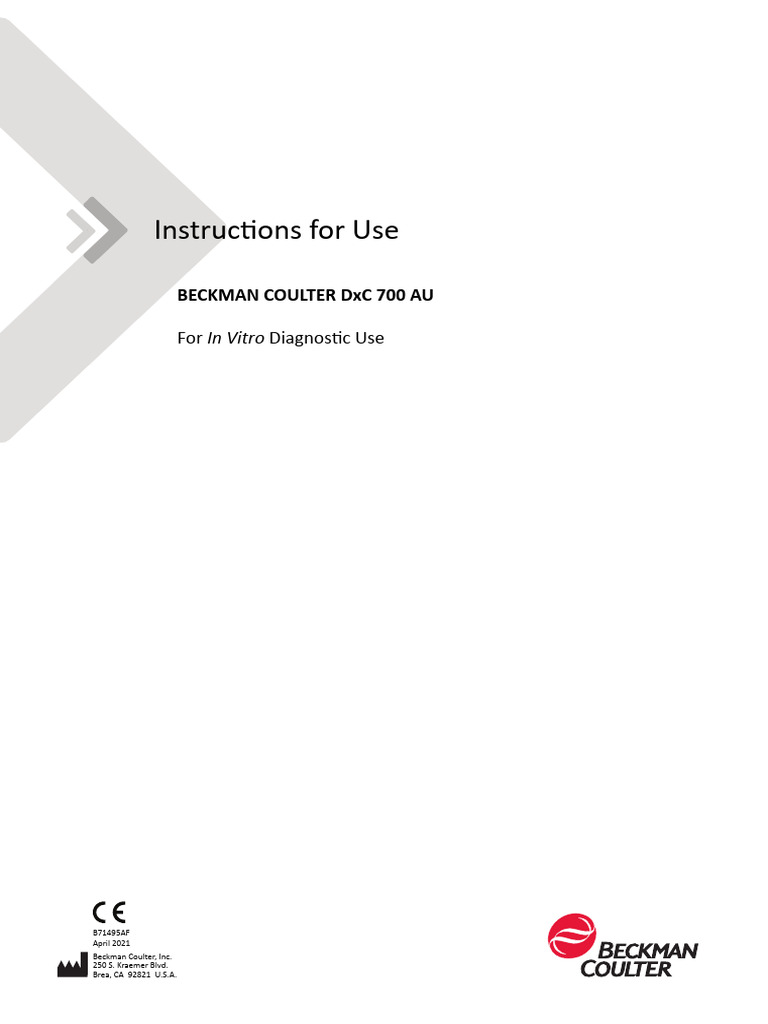 B71495AF Instructions For Use DXC 700 AU | PDF