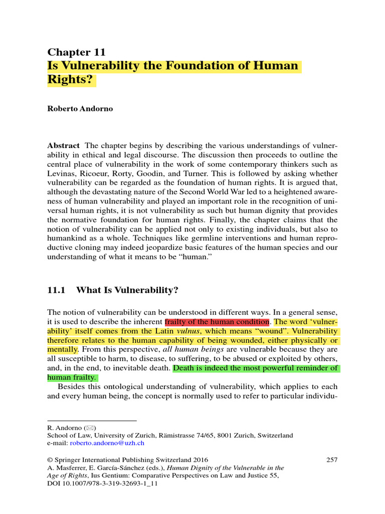 Is Vulnerability The Foundation of Human Rights - Chap11 | PDF