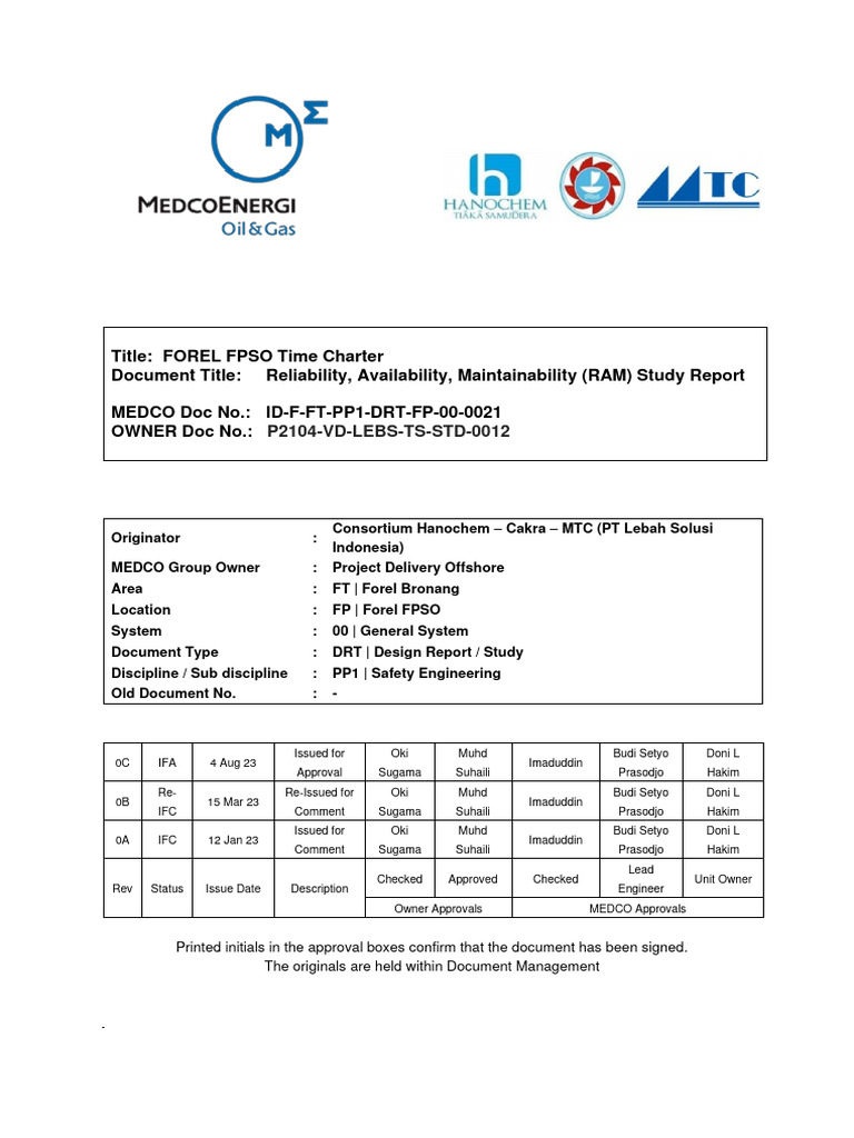 P2104-VD-LEBS-TS-STD-0012 - 0C - RAM Study Report | PDF | Pipeline Transport | Chemical Process ...