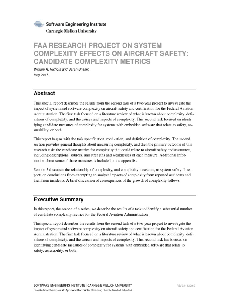 FAA Aircraft Safety Complexity Metrics | PDF | System | Complexity